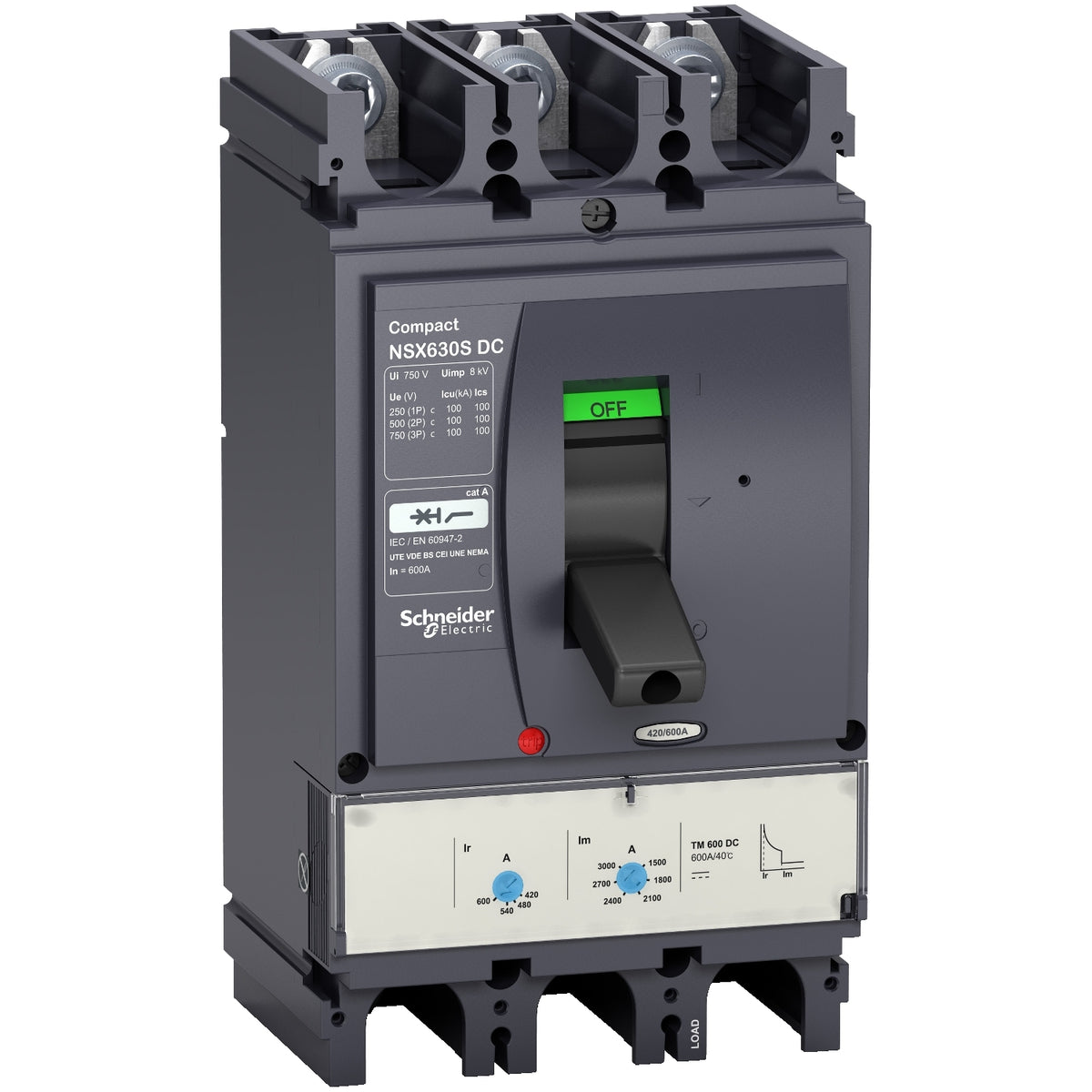 circuit breaker ComPact NSX320S DC, 100 kA at 750 VDC, TM-DC trip unit ...