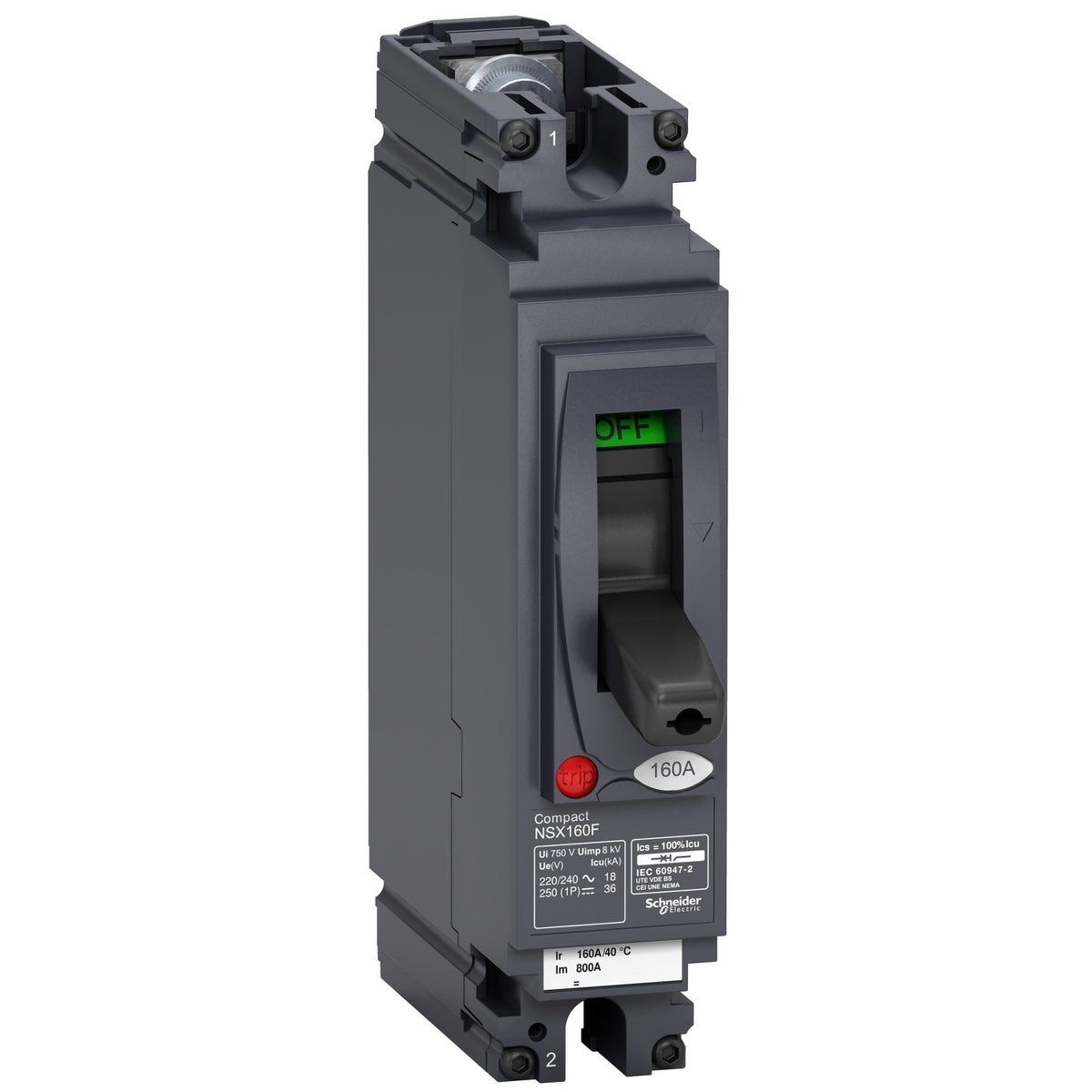 circuit breaker ComPact NSX160F AC/DC, 18 kA at 240 VAC, TMD trip unit ...