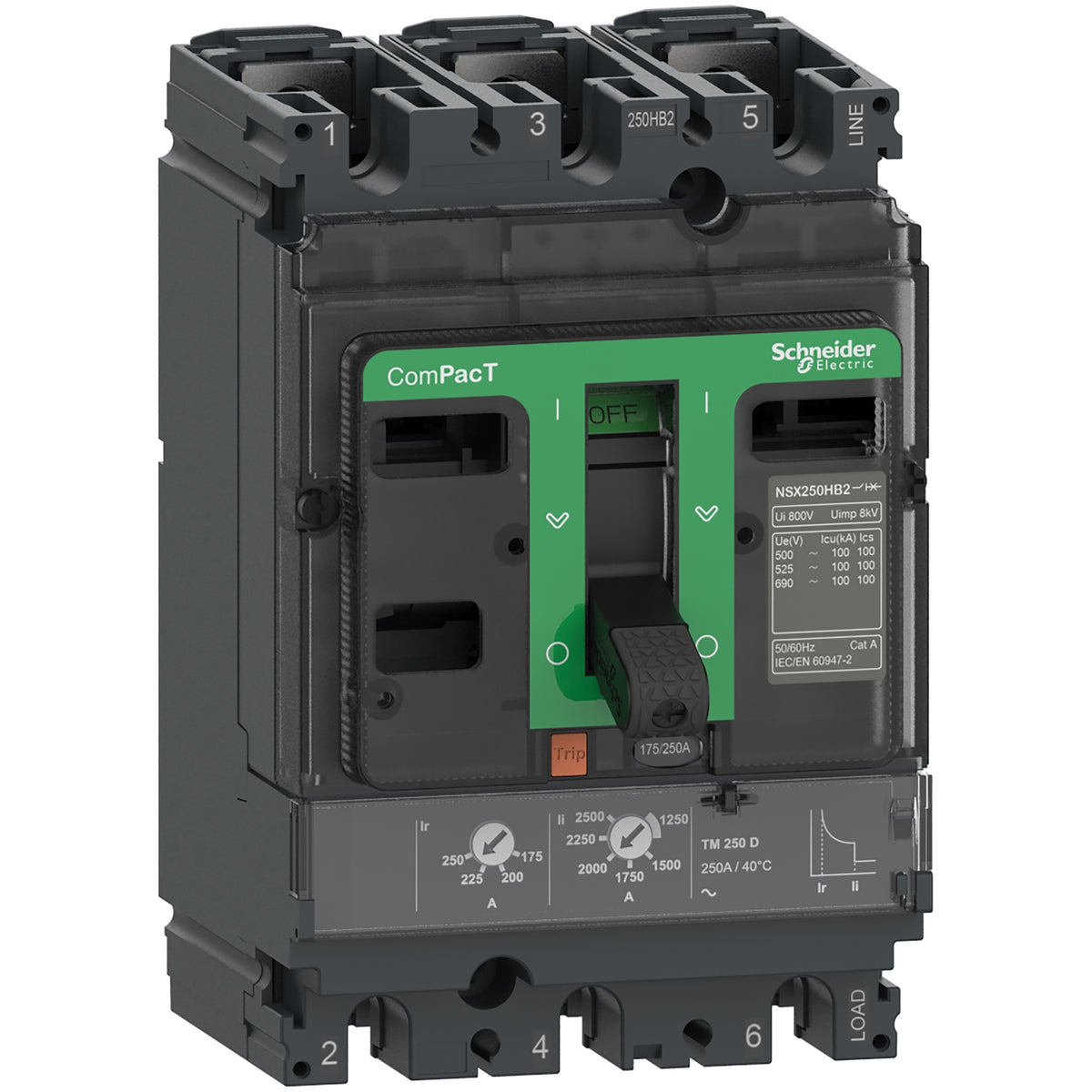 Circuit Breaker Compact Nsx250B 25Ka At 415Vac Tmd Trip Unit 125A 3 ...